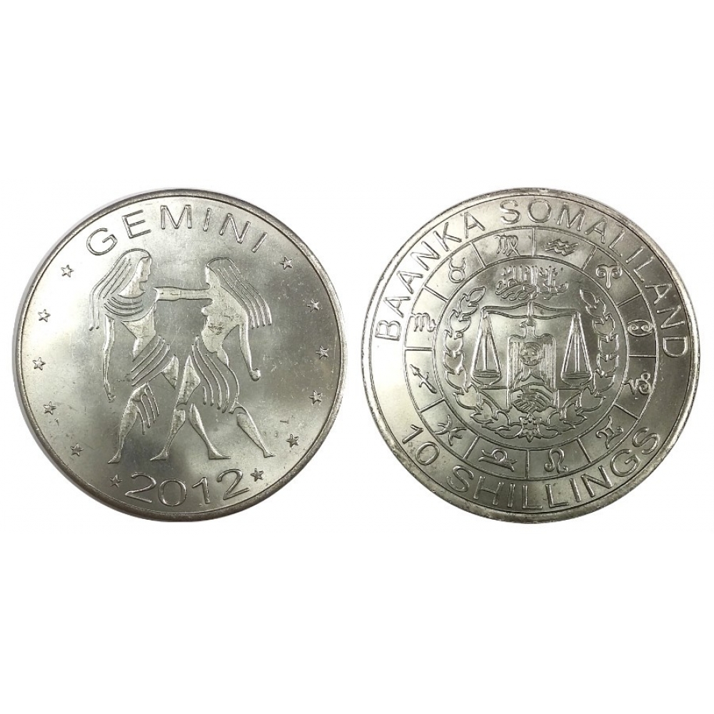 Nopirkt Somaliland 10 Shillings 2012 - Gemini - Zodiac signs