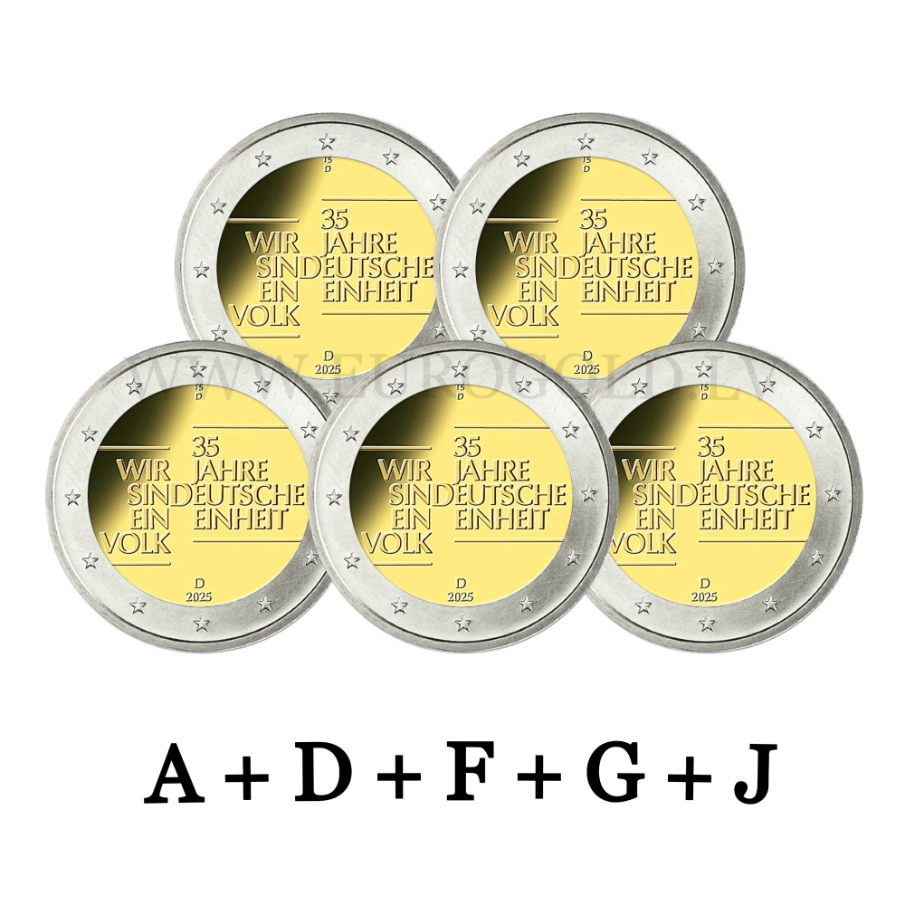 Nopirkt Germany 2 Euro 2025 - 35 Years of German Unity (All 5 mints, A ...